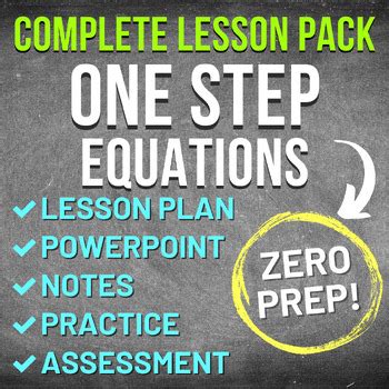 One Step Equations Worksheet And Lesson Pack No Prep With Keys Sub Plan