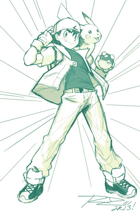 Pikachu And Ash Ketchum Pokemon And More Drawn By Robaato Danbooru