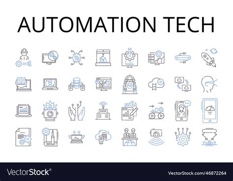 Automation Tech Line Icons Collection Digital Vector Image