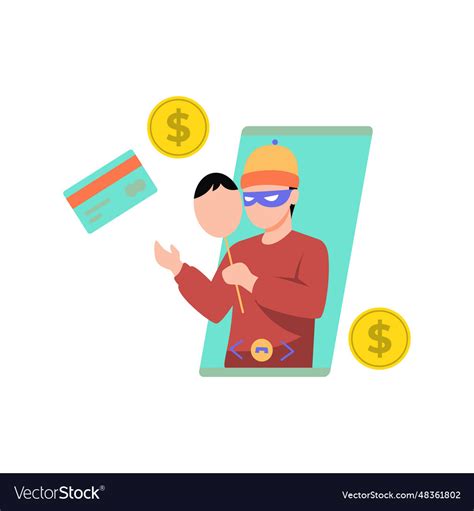Hacker Stealing Money From Mobile Royalty Free Vector Image