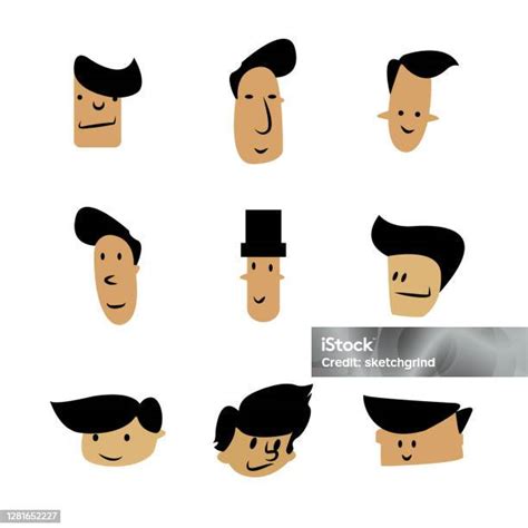 만화 캐릭터 세트 컬렉션 일러스트 마스코트 행복 재미 귀여운 미소 스케치 낙서 기쁨 얼굴 인간 아이들 공휴일에 대한 스톡 벡터 아트 및 기타 이미지 Istock