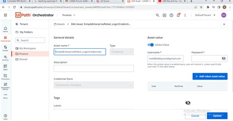 getting error cannot find an asset with this name in get credential