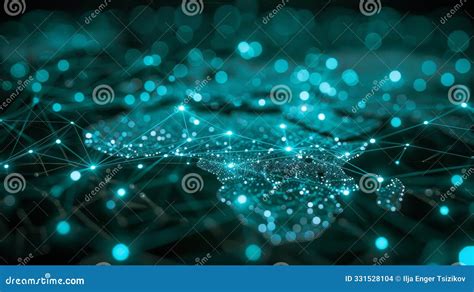 Global Network Connections And Data Flow Representation Over Abstract World Map In Blue Stock