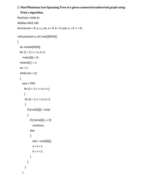 Daa Lab 2 Prims Alg Pdf