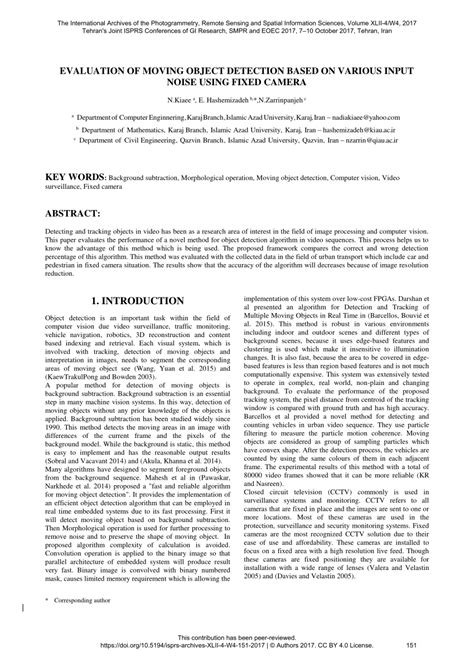 Pdf Evaluation Of Moving Object Detection Based On Various Input