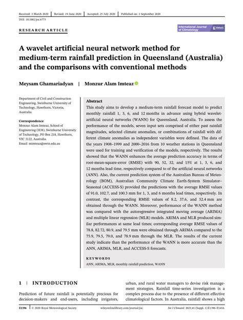 Pdf A Wavelet Artificial Neural Network Method For Medium‐term