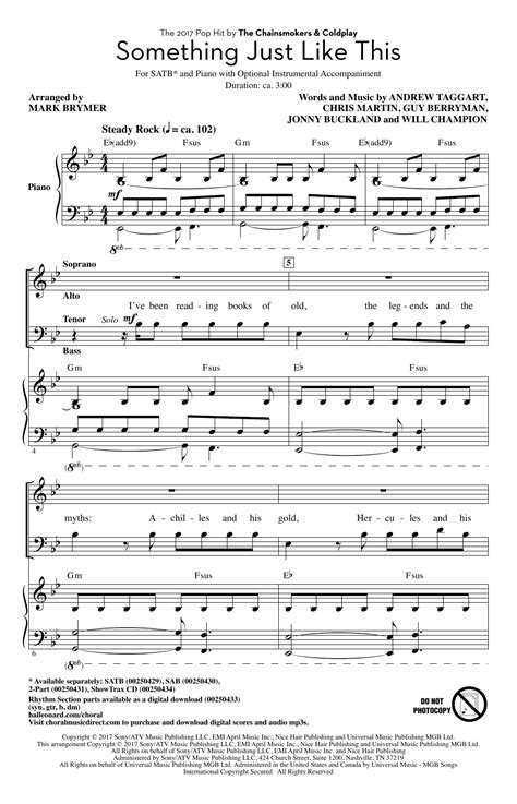 Download Something Just Like This The Chainsmokers And Coldplay Satb