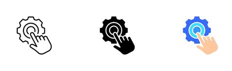 기어 설정 아이콘이있는 설정 제어판 큐브 스크롤 책 지침 웹 사이트 조정 설치 조정 구성 파일 선에 있는 벡터 아이콘 흰색 배경에 검은색과 화려한 스타일 가리키기에 대한