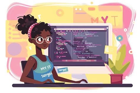Young Black Woman Programmer Icon Premium Ai Generated Vector