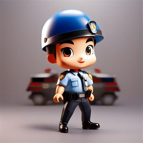 Premium Ai Image 3d Cute Police Chibi Figure