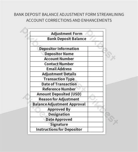Bank Deposit Balance Adjustment Form Streamlining Account Corrections
