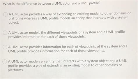 Solved What Is The Difference Between A UML Actor And A UML Chegg Com
