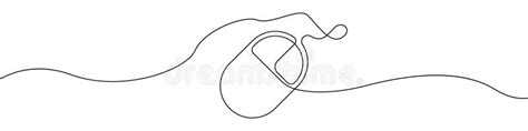 Computer Mouse Icon Line Continuous Drawing Vector One Line Computer