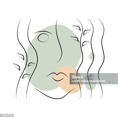 꽃과 나뭇잎이 있는 가느다란 검은색 선으로 만든 소녀의 얼굴 실루엣 이미지 아름 다운 여자 얼굴 그림입니다 곱슬 머리에 대한 스톡 벡터 아트 및 기타 이미지 Istock