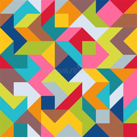 Universal Abstract Colorful Seamless Pattern Of Simple Geometric Elements Stylized As Tetris