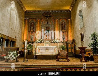 Mission Santa Barbara Church Interior With Statues Of Saint Francis Of
