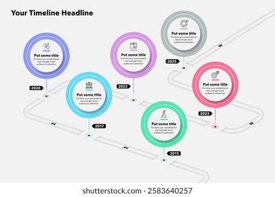 Curved Roadmap Timeline Template Six Pointers Stock Vector Royalty Free 2583640257 Shutterstock