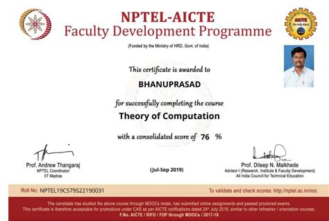 Nptel Certificates Vaagdevi College Of Engineering