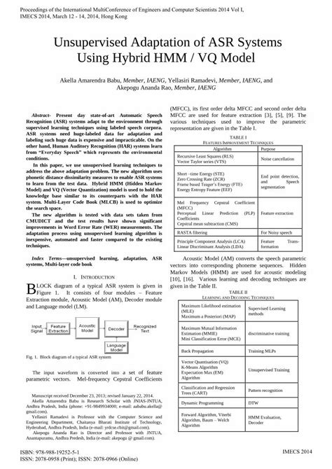 Pdf Unsupervised Adaptation Of Asr Systems Using Hybrid · Pdf
