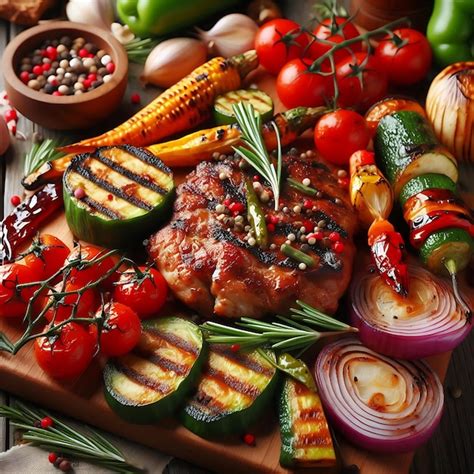Juicy Steak Grilled With Vegetables Premium Ai Generated Image