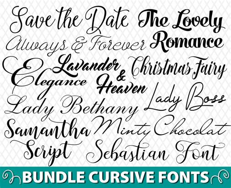 Bundle Fonts Ttf Svg Files Cursive Fonts Bundle Wedding Fonts Bundle