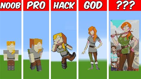 ALEXBRINE Pixel Art Build In Minecraft Noob Vs Pro Vs Hacker Vs God Minecraft Animation
