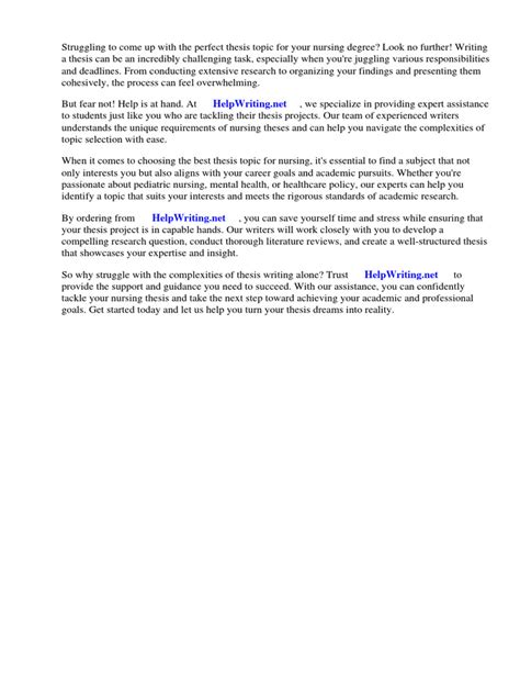 Best Thesis Topics For Nursing Pdf Nursing Thesis