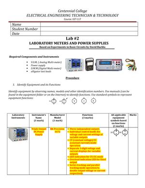 EET LAB F LAB Centennial College ELECTRICAL ENGINEERING TECHNICIAN TECHNOLOGY