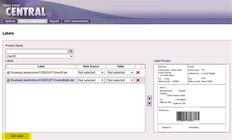 Adding Internal Fields To Label Template Teklynx Central Instructions
