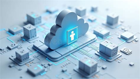 Abstract Illustration Modern Tech Cloud Computing Network Data Security Digital Server