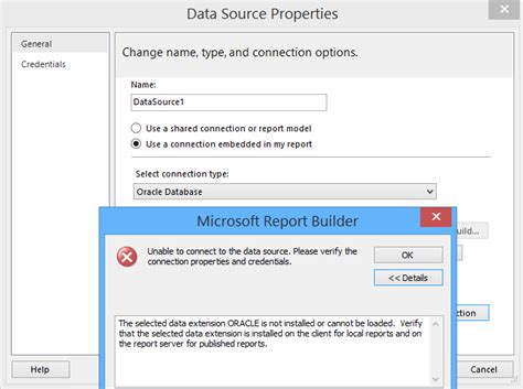 Ssrs The Selected Data Extension Oracle Is Not Installed Or Cannot Be
