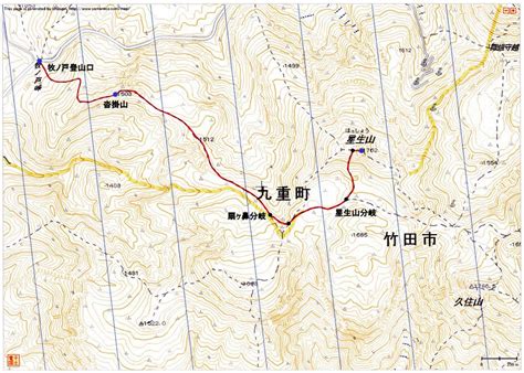 牧ノ戸登山口星生山九重連山登山ルートマップ
