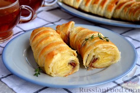 Рецепт Бананы с шоколадом в слоёном тесте на