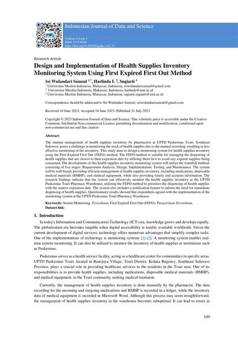 pdf design and implementation of health supplies inventory monitoring