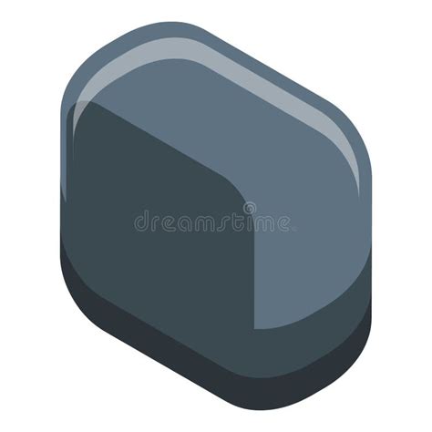 Blank Rounded Rectangular Button Isometric Icon Stock Illustration