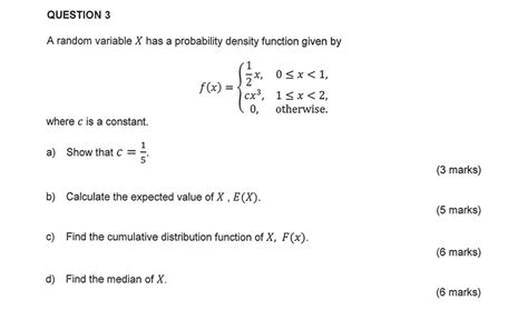 Question 3 A Random Variable X Has A Studyx