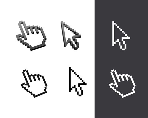Retro Black Pixel Computer Cursor Set Vector 17609228 Vector Art At Vecteezy