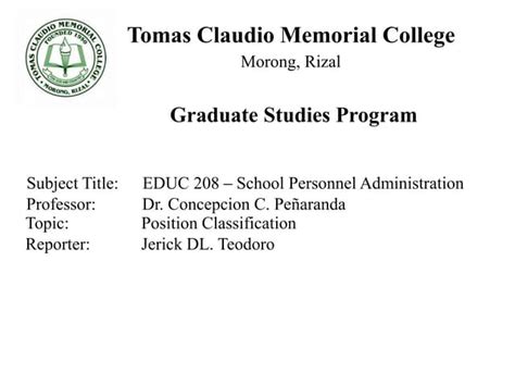 School Personnel Administration Position Classification Pptx