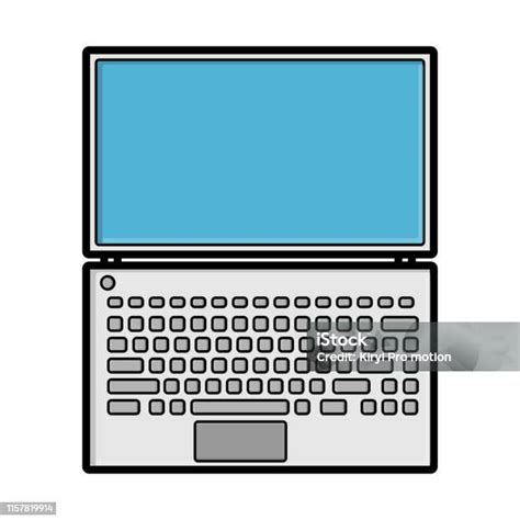 키보드와 모니터흰색 배경에 격리 된 간단한 현대 디지털 직사각형 노트북의 흰색 평면 아이콘의 벡터 그림 개념 컴퓨터 디지털 기술 0명에 대한 스톡 벡터 아트 및 기타 이미지
