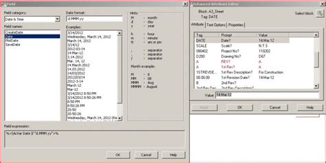 Fields In Attribute Autocad Drawing Management And Output Autocad Forums