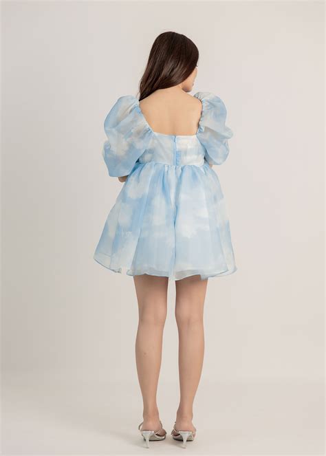 Puffy Nimbus Mini Dress In Cloud • Dreamscaped