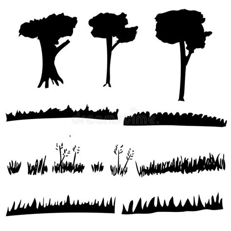 Hand Draw Sketch Of Tree And Grass Stock Vector Illustration Of Grass Draw 59548254