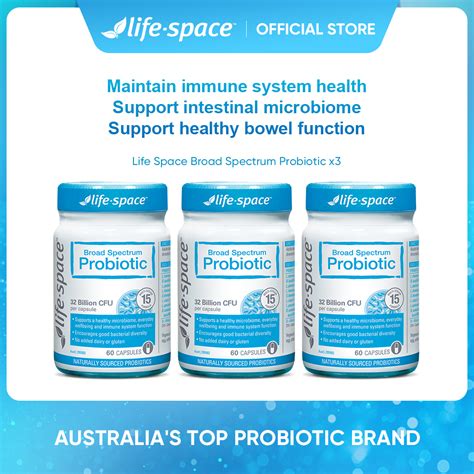 Bundle Of 3[digestive Health]life Space Broad Spectrum Probiotic 60 Capsules Exp 04 2024