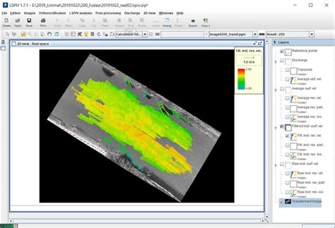 1 Screenshot Of The Typical Fudaa Lspiv Software Window Download Scientific Diagram