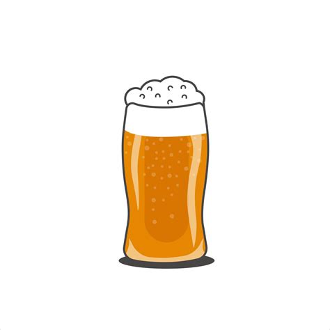 Glass Of Golden Beer With Foam Minimal Design Isolated Vector Illustration Cold Drink For Hot
