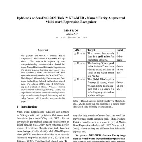 Kpfriends At Semeval 2022 Task 2 Neamer Named Entity Augmented Multi Word Expression