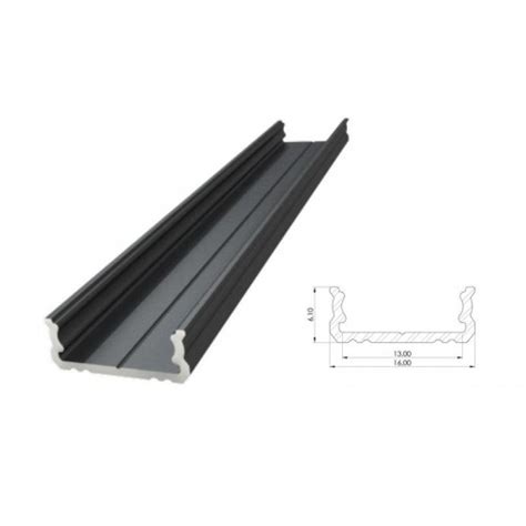 Perfil Aluminio Canal Negro Tipo U 610mm 2m Difusor Power Light
