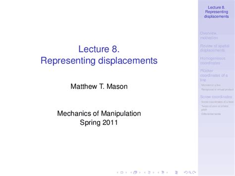 Screw Coordinates Lecture Slide Robotics Docsity
