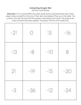 Comparing Integers Packet By Middle Mathamagic TPT