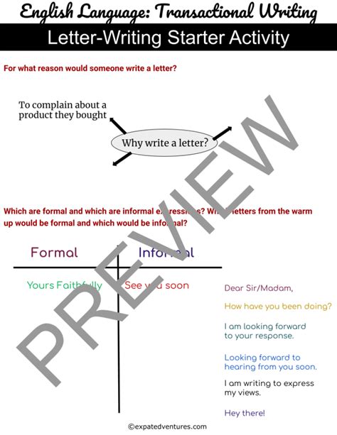Gcse Letter Writing Scheme Of Work Expat Edventures